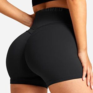 YEOREO Buttery Workout Shorts for Women High Waist Running Biker Shorts Spandex Scrunch Gym Yoga Shorts Black S