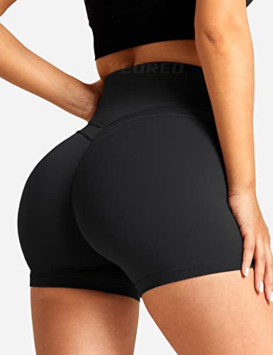 YEOREO Buttery Workout Shorts for Women High Waist Running Biker Shorts Spandex Scrunch Gym Yoga Shorts Black S