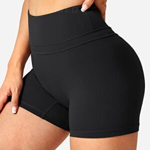 YEOREO Buttery Workout Shorts for Women High Waist Running Biker Shorts Spandex Scrunch Gym Yoga Shorts Black S