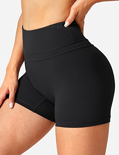 YEOREO Buttery Workout Shorts for Women High Waist Running Biker Shorts Spandex Scrunch Gym Yoga Shorts Black S