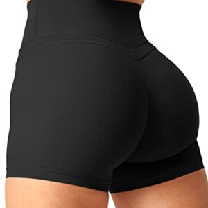 YEOREO Buttery Workout Shorts for Women High Waist Running Biker Shorts Spandex Scrunch Gym Yoga Shorts Black S