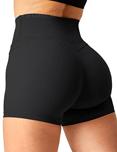 YEOREO Buttery Workout Shorts for Women High Waist Running Biker Shorts Spandex Scrunch Gym Yoga Shorts Black S