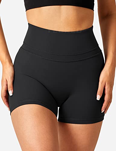 YEOREO Buttery Workout Shorts for Women High Waist Running Biker Shorts Spandex Scrunch Gym Yoga Shorts Black S