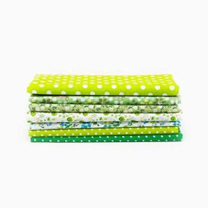 7Pcs Cotton Quilting Fabric,Sewing Craft Precut Fabric Scrap for DIY Sewing Craft (Blue) (Color : Green)