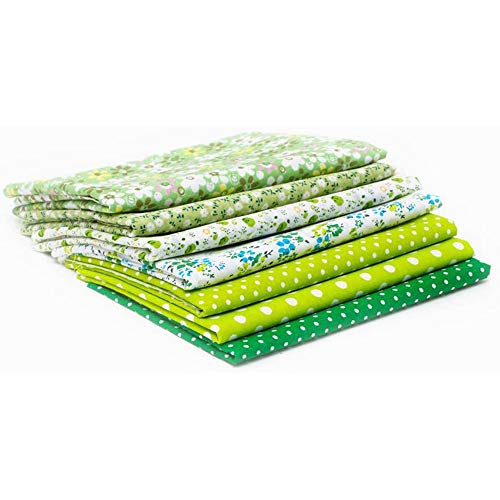 7Pcs Cotton Quilting Fabric,Sewing Craft Precut Fabric Scrap for DIY Sewing Craft (Blue) (Color : Green)