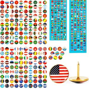 200 pcs national flag thumb tacks country flag push pins with national flag guide, map tacks places i've been flag map push pins for world map pins flag map pins for cork board, travel world map