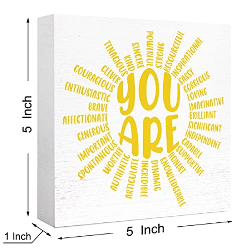 Inspirational Wood Box Sign You Are Sun Wooden Block Signs Motivational Quote Desk Décor for Home Office Bedroom Table Décor