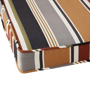 Greendale Home Fashions Outdoor 18-inch Square Reversible Seat Cushion, Espresso Stripe 2 Count