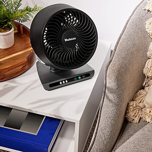 HOLMES Blizzard 8" Air Circulator Digital Fan, 3 Speeds, 90° Adjustable Head Tilt, Capacitive Touch Control, Remote Control, Ideal for Home, Bedroom, Kitchen or Office, Black