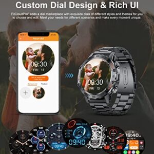 Military Smart Watch for Men(Answer/Dial Calls),100 Sports Modes, 5ATM Waterproof Fitness Watch with Heart Rate/SpO2/Blood Pressure for Android and iPhone,1.39''HD DIY Screen Smartwatch Black