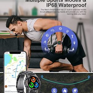 Military Smart Watch for Men(Answer/Dial Calls),100 Sports Modes, 5ATM Waterproof Fitness Watch with Heart Rate/SpO2/Blood Pressure for Android and iPhone,1.39''HD DIY Screen Smartwatch Black