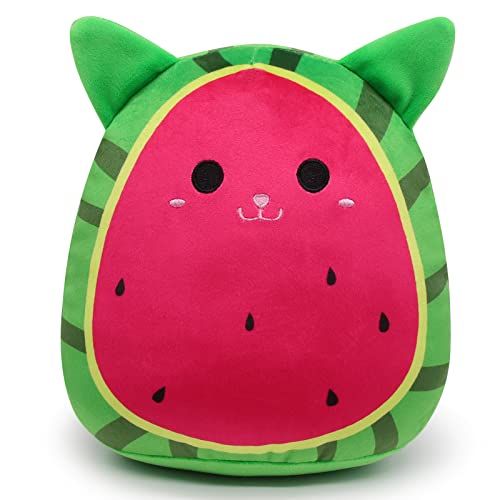 Watermelon Cat Stuffed Animal Toys for Kids，Cat Plush Pillow Toy Plush Pillows Squishy Watermelon Cat Plushies - Fun Fruit Pillow and Toy Cat for Kids - Hugging Plush Gifts for Kids Girlfrien