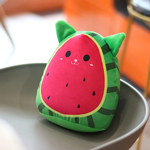 Watermelon Cat Stuffed Animal Toys for Kids，Cat Plush Pillow Toy Plush Pillows Squishy Watermelon Cat Plushies - Fun Fruit Pillow and Toy Cat for Kids - Hugging Plush Gifts for Kids Girlfrien