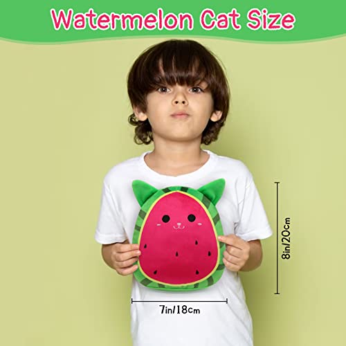 Watermelon Cat Stuffed Animal Toys for Kids，Cat Plush Pillow Toy Plush Pillows Squishy Watermelon Cat Plushies - Fun Fruit Pillow and Toy Cat for Kids - Hugging Plush Gifts for Kids Girlfrien