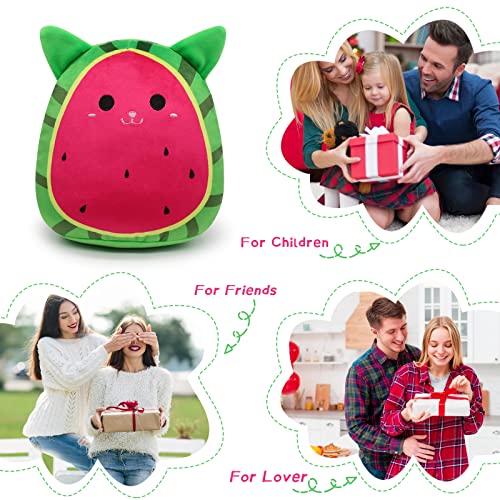 Watermelon Cat Stuffed Animal Toys for Kids，Cat Plush Pillow Toy Plush Pillows Squishy Watermelon Cat Plushies - Fun Fruit Pillow and Toy Cat for Kids - Hugging Plush Gifts for Kids Girlfrien