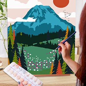 LWZAYS Paint by Number for Adults,Mountain Lake Landscape Paint by Numbers,Without Frame DIY Oil Painting Acrylic Paints for Wall Art（6 Pack 8X12 Inch