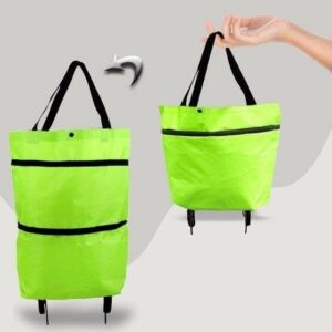 Shreejicreation Foldable Shopping Trolly Bag with Wheels Vegetable, Grocery Shopping Carry Bag Folding Travel Luggage Bag Lightweight Multiperpose [Pack of 1]