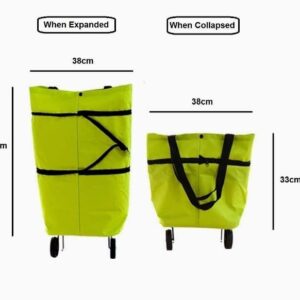 Shreejicreation Foldable Shopping Trolly Bag with Wheels Vegetable, Grocery Shopping Carry Bag Folding Travel Luggage Bag Lightweight Multiperpose [Pack of 1]