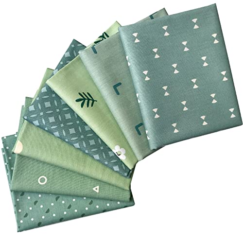 Qililandiy 7 Pcs Fat Quarters Fabric Bundles Quilting Fabric Bundle Patchwork for Sewing Quilting and Crafting (Green)