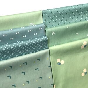 Qililandiy 7 Pcs Fat Quarters Fabric Bundles Quilting Fabric Bundle Patchwork for Sewing Quilting and Crafting (Green)