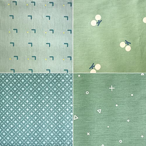 Qililandiy 7 Pcs Fat Quarters Fabric Bundles Quilting Fabric Bundle Patchwork for Sewing Quilting and Crafting (Green)