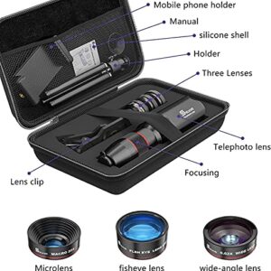 Phone Camera Lens Kit 7 in 1, Selvim 22X Telephoto Lens+235 Fisheye Lens+25X Macro Lens+0.62X Wide Angle Lens, Cell Phone Lens Kits Compatible with iPhone 12 11 10 8 7 6 6s Plus XS XR Samsung Android