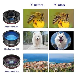 Phone Camera Lens Kit 7 in 1, Selvim 22X Telephoto Lens+235 Fisheye Lens+25X Macro Lens+0.62X Wide Angle Lens, Cell Phone Lens Kits Compatible with iPhone 12 11 10 8 7 6 6s Plus XS XR Samsung Android