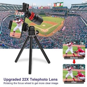 Phone Camera Lens Kit 7 in 1, Selvim 22X Telephoto Lens+235 Fisheye Lens+25X Macro Lens+0.62X Wide Angle Lens, Cell Phone Lens Kits Compatible with iPhone 12 11 10 8 7 6 6s Plus XS XR Samsung Android