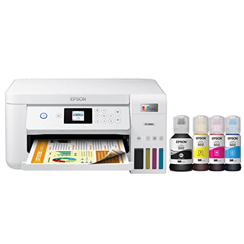 Epson EcoTank ET-2850 All-in-One Wireless Color Supertank Inkjet Printer, White - Print Scan Copy - 10 ppm, 4800 x 1200 dpi, 1.44" LCD Display, Auto 2-Sided Printing, Voice-Activated