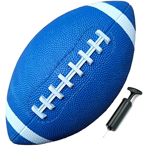 ABAJI Football Junior Official Small Size and Weight Blue Rubber Ball with Pump Needle Suitable for Kids Training Throwing Practice Game in School Indoor Outdoor Sports Youth Gift