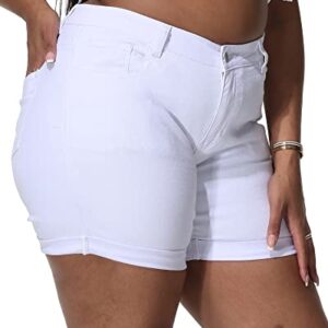 Gboomo Womens Plus Size White Jean Shorts Casual Denim Shorts High Waisted Fold Hem Short Jeans with Pockets 20W