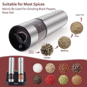 Upgraded Electric Salt and Pepper Grinder Set, Fast Chargeable Automatic Salt Pepper Grinder Mill Shaker Refillable With Light, Mill Tray, Adjustable Coarseness Stainless Steel Grinder Kitchen Gadgets