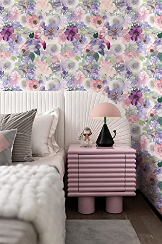 Luvdecor Floral Peel and Stick Wallpaper Removable Wallpaper Peel and Stick Boho Wallpaper for Bedroom Bathroom Renter Wallpaper Floral Contact Paper for Kitchen Cabinet Accent Wall 17.7 * 118in