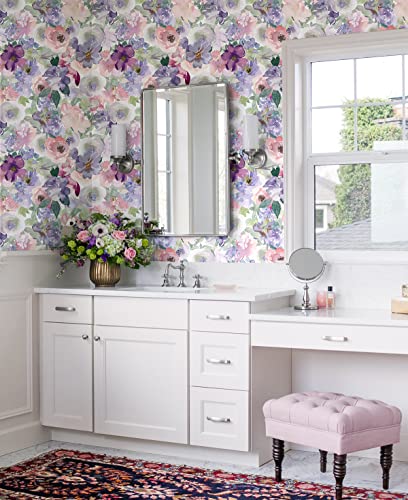 Luvdecor Floral Peel and Stick Wallpaper Removable Wallpaper Peel and Stick Boho Wallpaper for Bedroom Bathroom Renter Wallpaper Floral Contact Paper for Kitchen Cabinet Accent Wall 17.7 * 118in