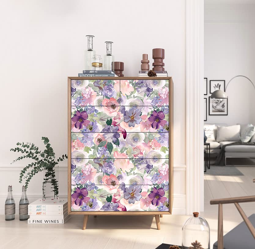 Luvdecor Floral Peel and Stick Wallpaper Removable Wallpaper Peel and Stick Boho Wallpaper for Bedroom Bathroom Renter Wallpaper Floral Contact Paper for Kitchen Cabinet Accent Wall 17.7 * 118in