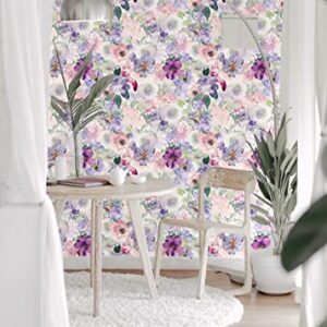 Luvdecor Floral Peel and Stick Wallpaper Removable Wallpaper Peel and Stick Boho Wallpaper for Bedroom Bathroom Renter Wallpaper Floral Contact Paper for Kitchen Cabinet Accent Wall 17.7 * 118in