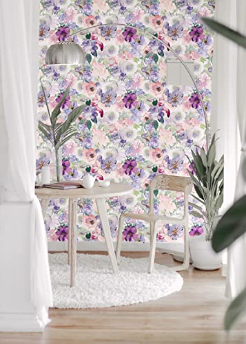 Luvdecor Floral Peel and Stick Wallpaper Removable Wallpaper Peel and Stick Boho Wallpaper for Bedroom Bathroom Renter Wallpaper Floral Contact Paper for Kitchen Cabinet Accent Wall 17.7 * 118in