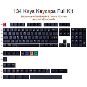 Tsungup Black Grey Keycaps Full Set,134 Keys PBT Cherry Profile Custom Keyboard Keycaps for 60% 65% 70% 100% Cherry Gateron MX Switches Mechanical Gaming Keyboard