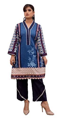 IshDeena Indian Kurta Set for Women Ready to Wear - Pakistani Dresses, Salwar Kameez, Palazzo Kurti Set, Shalwar Kameez Set (3X-Large/Blue)