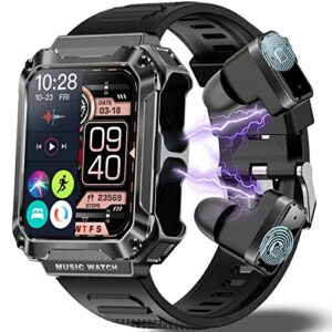 smart watch with earbuds [gps 45mm] 1.96" full touch retina display, military grade ip67 waterproof watch with answer calls and send messages…