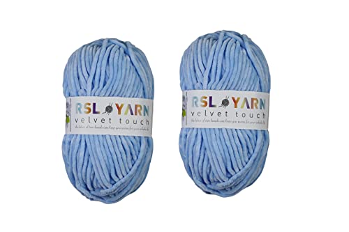 RSL YARN Velvet Yarn 2 SKEINS 100g(132yds) Yarn for CROCHEITING Crochet Yarn 120m Crochet Yarn Baby Yarn Blanket Yarn Chenille Yarn Thick Yarn Knitting Yarn Soft Yarn AMIGURUMI Yarn Plush Yarn (103)