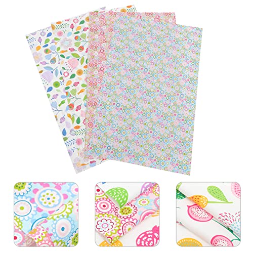 Ciieeo 4 Sheets of Floral Cotton Fabric Flowers Quilting Cloth Spring Square Patchwork DIY Crafts Strip Bundle Farmhouse Fabric Scrap Charm Packs Sewing Supplies for Home