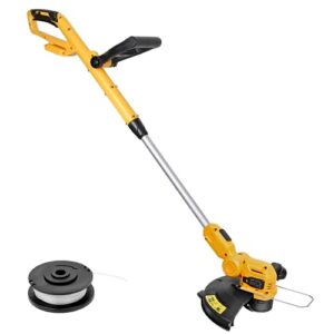 mellif cordless string trimmer for 20v battery, brushless electric string edger grass trimmer with 10.2" blade & auto line feed & telescopic shaft & safety lock (battery not included)