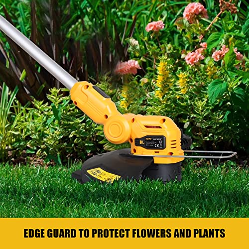 Mellif Cordless String Trimmer for 20V Battery, Brushless Electric String Edger Grass Trimmer with 10.2" Blade & Auto Line Feed & Telescopic Shaft & Safety Lock (Battery Not Included)