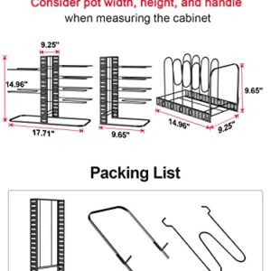 MUDEELA Pots and Pans Organizer : Rack for Cabinet, 8-Tier Kitchen Cabinet Organizers and Storage, Adjustable Pot Racks, Pot Organizer Rack for under Cabinet with 3 DIY Methods