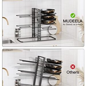 MUDEELA Pots and Pans Organizer : Rack for Cabinet, 8-Tier Kitchen Cabinet Organizers and Storage, Adjustable Pot Racks, Pot Organizer Rack for under Cabinet with 3 DIY Methods