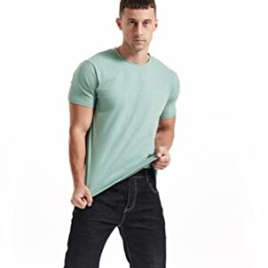 KLIEGOU Men's Crew Neck T Shirts - Casual Stylish Tees for Men 303 Light Green Large