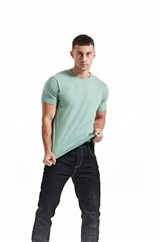 KLIEGOU Men's Crew Neck T Shirts - Casual Stylish Tees for Men 303 Light Green Large