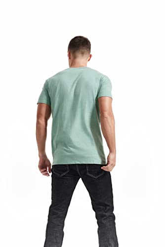 KLIEGOU Men's Crew Neck T Shirts - Casual Stylish Tees for Men 303 Light Green Large