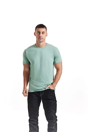 KLIEGOU Men's Crew Neck T Shirts - Casual Stylish Tees for Men 303 Light Green Large